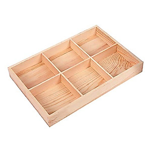 Rustic Compartments Wooden Divided Boxes Succulents Flower Pot Desktop Storage Box Holder Home Balcony Organizer, Wood Display Tray for Crafts, Jewelry, Ornaments (6 grids)