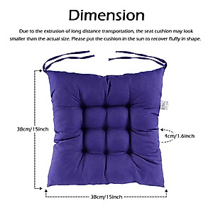 Scorpiuse Chair Pads with Ties 15"x15" Non-Slip Soft Seat Cushions Set of 4 Breathable Pearl Cotton Filling Seat Cushion for Dining Living Room Kitchen Office Chair Den (15" x 15", Royal Blue)