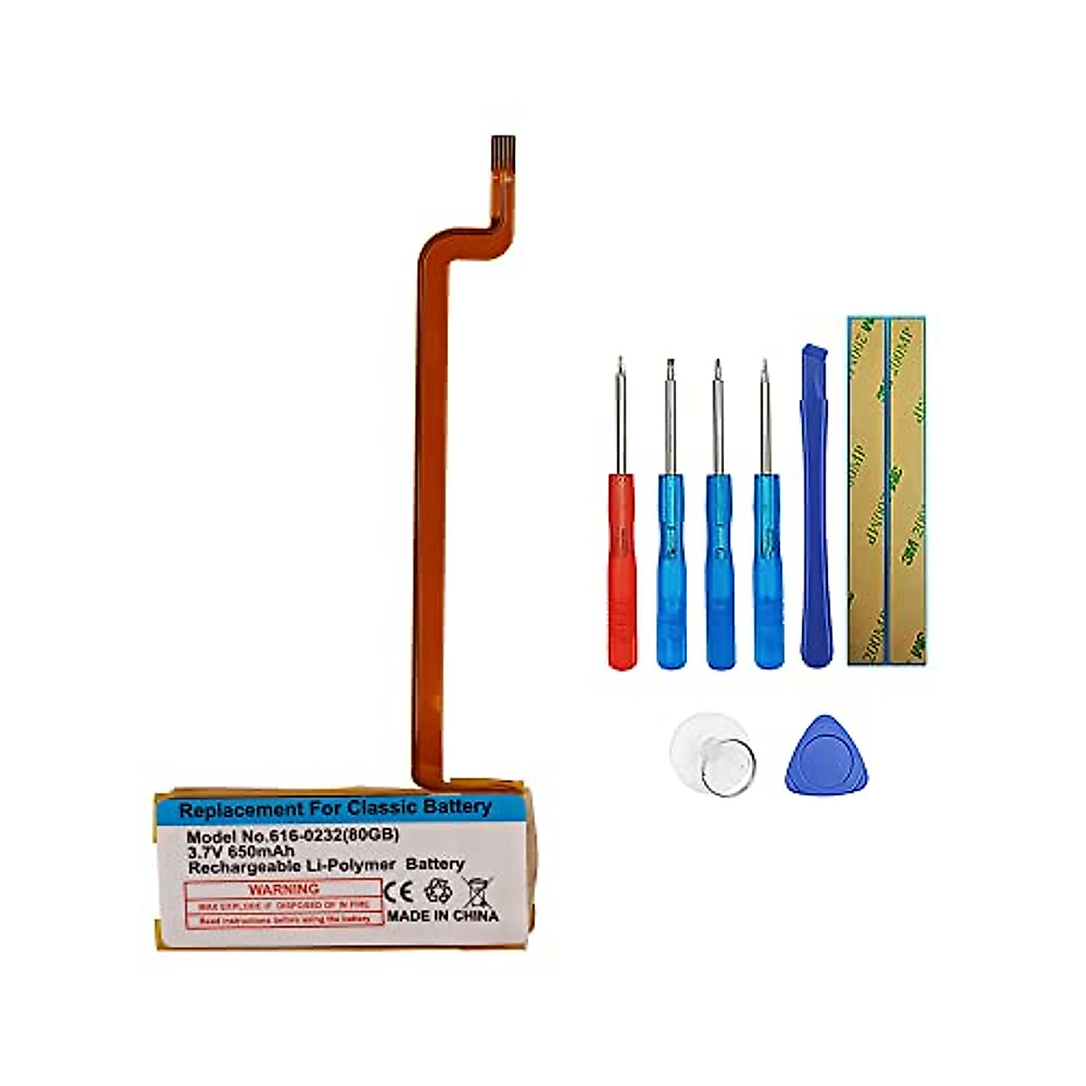 SWARK Battery 616-0227, 616-0229, 616-0230, 616-0412, 616-0232 Compatible with iPod G5 30GB A1136, iPod Classic 6th GEN Battery with Tools