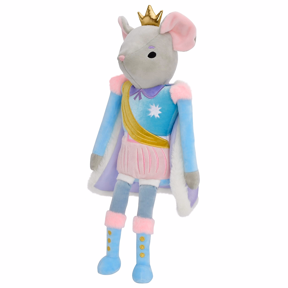 iscream Furry Plush 18.5" Nutcracker Mouse King Embroidered Accent Holiday Pillow