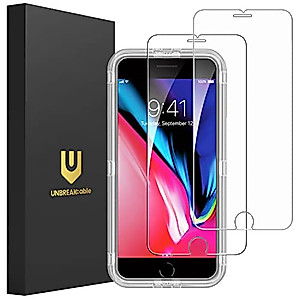 UNBREAKcable Screen Protector for iPhone 8 Plus / 7 Plus - Double Defense Series Shatterproof Tempered Glass [9H Hardness] [Easy Installation Frame] [99.99% HD Clear] for iPhone 5.5 inch - 2 Pack