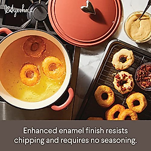 Ayesha Curry Kitchenware Enameled Cast Iron Dutch Oven/Casserole Pot with Lid, 6 Quart, Redwood Red