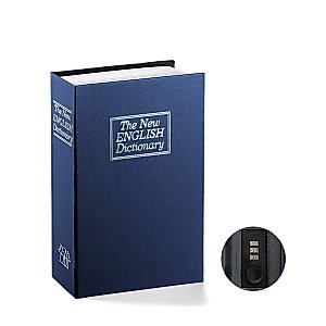 Book Safe with Combination Lock - Jssmst Home Dictionary Diversion Metal Safe Lock Box, SM-BS0405S, Navy Small