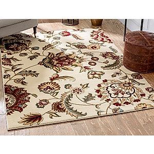 Well Woven Barclay Collection Ashley Oriental Ivory 2x7 Runner Rug - for Hallways, Kitchens, and Entryways