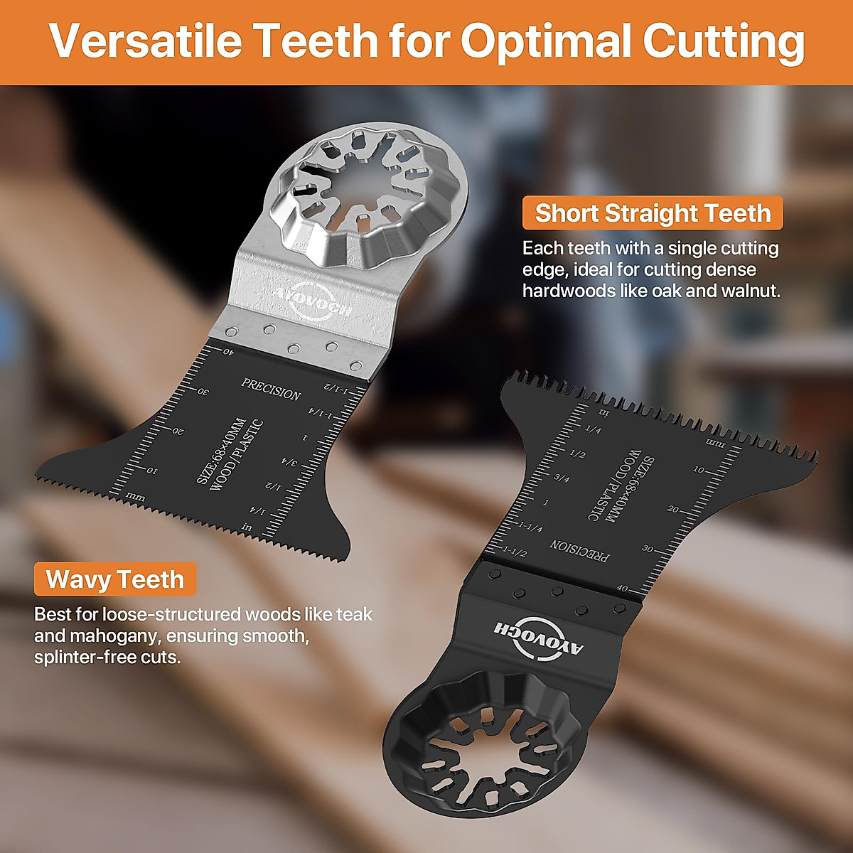 Oscillating Tool Blade Adapter-Free 2-sec Install 16PCS, Fast Smooth Cutting Multitool Blade - Strong Straight & Wavy Teeth, Oscillating Saw Blade for Wood Nails Metal, Fit Bosch Fein