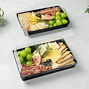 Restaurantware Matsuri Vision 9 x 6 x 1.5 Inch Large Sushi Trays 100 Greaseproof Sushi Packaging Boxes - Lids Sold Separately Disposable Black Paper Sushi Containers For Entrees Or Desserts