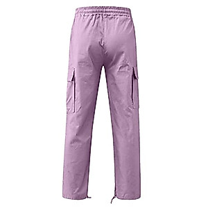 GNQCYLJ Cargo Pants for Men Relaxed Sweatpants Jogger Elastic Drawstring Hiking Pants Pants Sport Purple