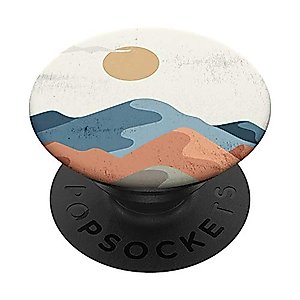 Retro Sun With Mountain And Clouds PopSockets Swappable PopGrip