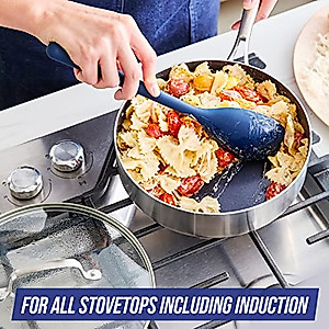 Blue Diamond HD Stainless Steel Clad Pro 10 Piece Cookware Pots and Pans Set, Diamond Infused Ceramic Nonstick, PFAS-Free, Dishwasher Safe, Oven and Broiler Safe, Silver