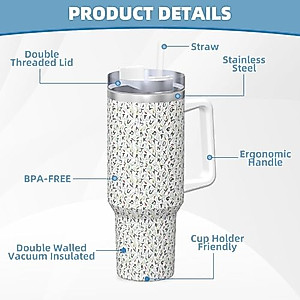 HULIBIN Stripe and Light Print Double Deck Stainless Steel Travel Coffee Cup With Lid 40 Oz Ice Bully Cup