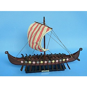 Hampton Nautical Viking Drakkar Ship, 14" , Brown