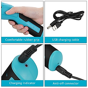 Electric Scissors Cordless, POWERGIANT Electric Scissors for Cutting Fabric, Cardboard, Crystal Plate, Cloth, Leather, Carpet, Paper- Electric Shears Cutting Tools/Cutter with 2 Extra Blades (Blue)