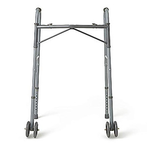 Medline Heavy Duty Bariatric Extra Wide Folding Walker wtih 5" Wheels, Supports up to 600 lbs, Comfort Foam Hand Grips