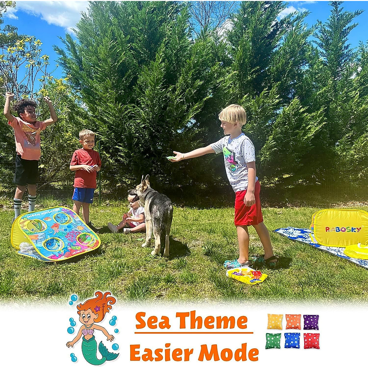 RaboSky Space Sea Theme Toy for Toddlers 1-3-5, Kids Activities Sport Outdoor Play Toys, 2 3 4 5 Year Old Boy Girl Birthday Gift, Backyard Park Bean Bag Toss Party Games