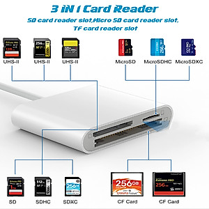 SD CF Card Reader Compatible with iPhone/iPad SD CF TF Memory Card Reader Adapter Digital Trail Game Camera Accessories No Need App