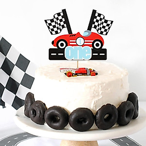 Fast One Cake Topper - Race Car One Birthday Party Decorations,Racing Car Themed Baby Shower Decor,Little Racer 1st Birthday Cake Topper,Fast One Photo Prop Cake Smash