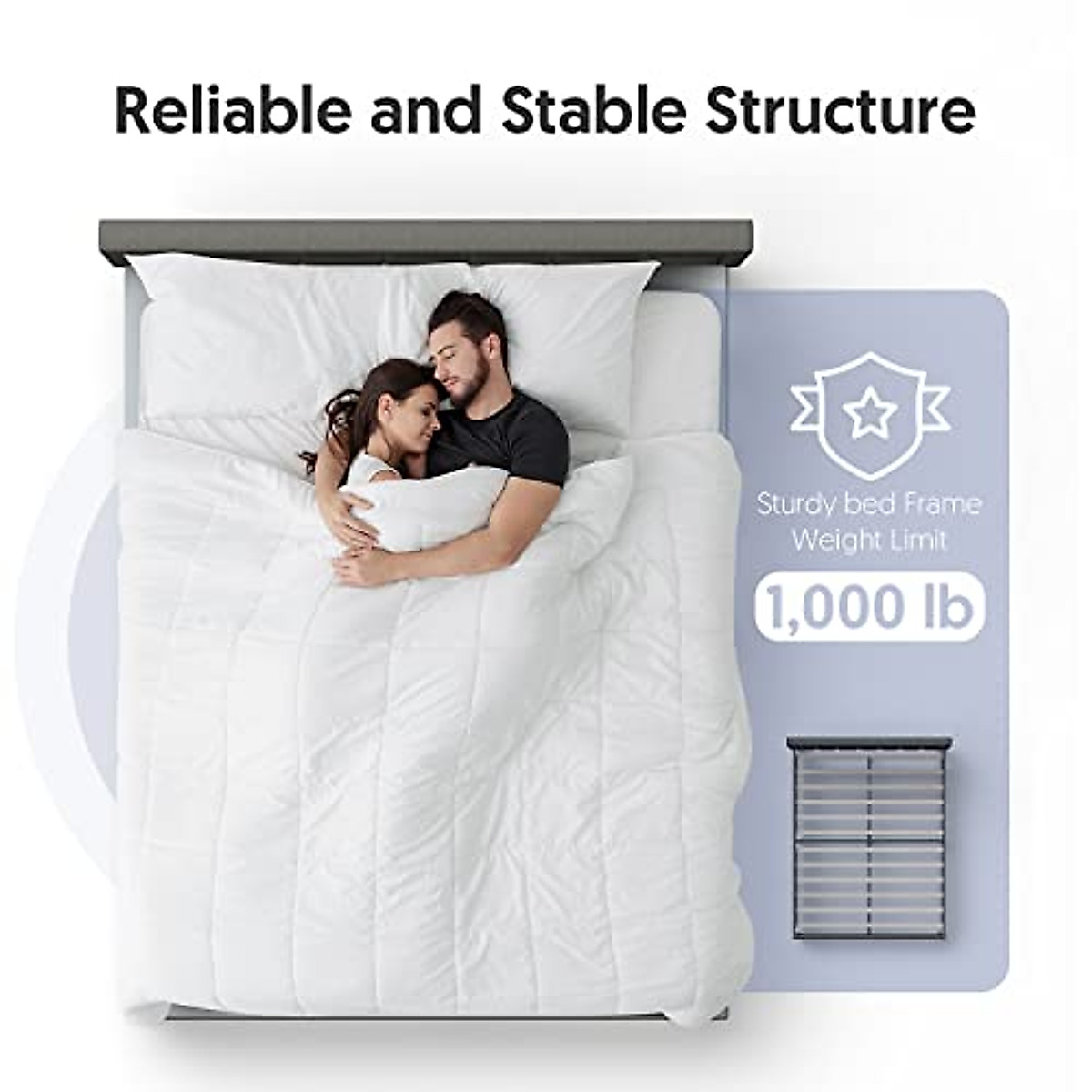 Nazhura Queen Size Bed Frame Upholstered Modern Low Profile Platform with Tufted Headboard/No Box Spring Needed/Linen Fabric Upholstery/Charcoal Grey