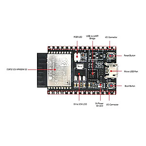 DIYmall ESP32-C3-DevKitC-02 ESP32 Development Board Based on ESP32-C3-WROOM-02 Module Integrates Complete WiFi+BT BLE Functions