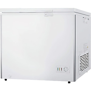 Summit Appliance SCFM73 Commercial Use 6.7 Cu.Ft. Chest Freezer, Lock Included, Manual Defrost, Visual Temperature Alarm, Removable Thermometer, Hammered Aluminum Interior, Adjustable Thermostat