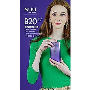 NUU B20 5G | 2023| Unlocked | US Warranty| 6.5” FHD+ Display | 90Hz Refresh Rate | 48MP Triple Camera | 128GB + 8GB RAM | 5000mAh Battery | 18W Fast Charge | Android 12 | Daydream Purple