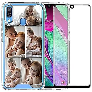 Samsung Galaxy A40 5.9 inch Personalized Case,Custom Phone Case for Samsung Galaxy A40 5.9 inch,Customized Hard PC+TPU Bumper Protective Cover Case(Clear Layout 5 Pictures)
