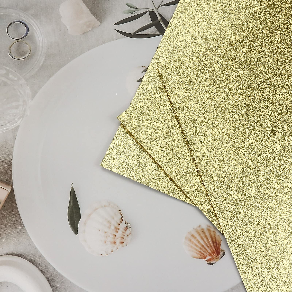 YINUOYOUJIA Gold Glitter Cardstock Paper 12 Sheets 12" x 12" Heavyweight Glitter Cardstock Construction Premium Sparkly Paper for Cricut Machine, Craft, Scrapbooking, DIY Projects, Decorations(300GSM)