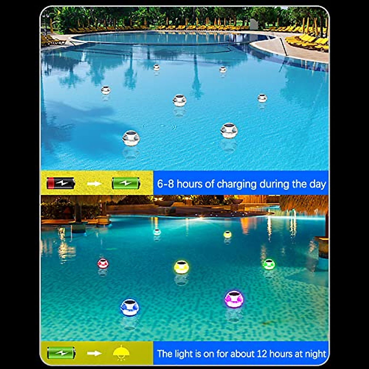 Solar Water Floating Light Outdoor Waterproof Night Light Home Garden Pool Floating Decorative Light No Need Battery or Charger, Energy-Saving and Environment-Friendly