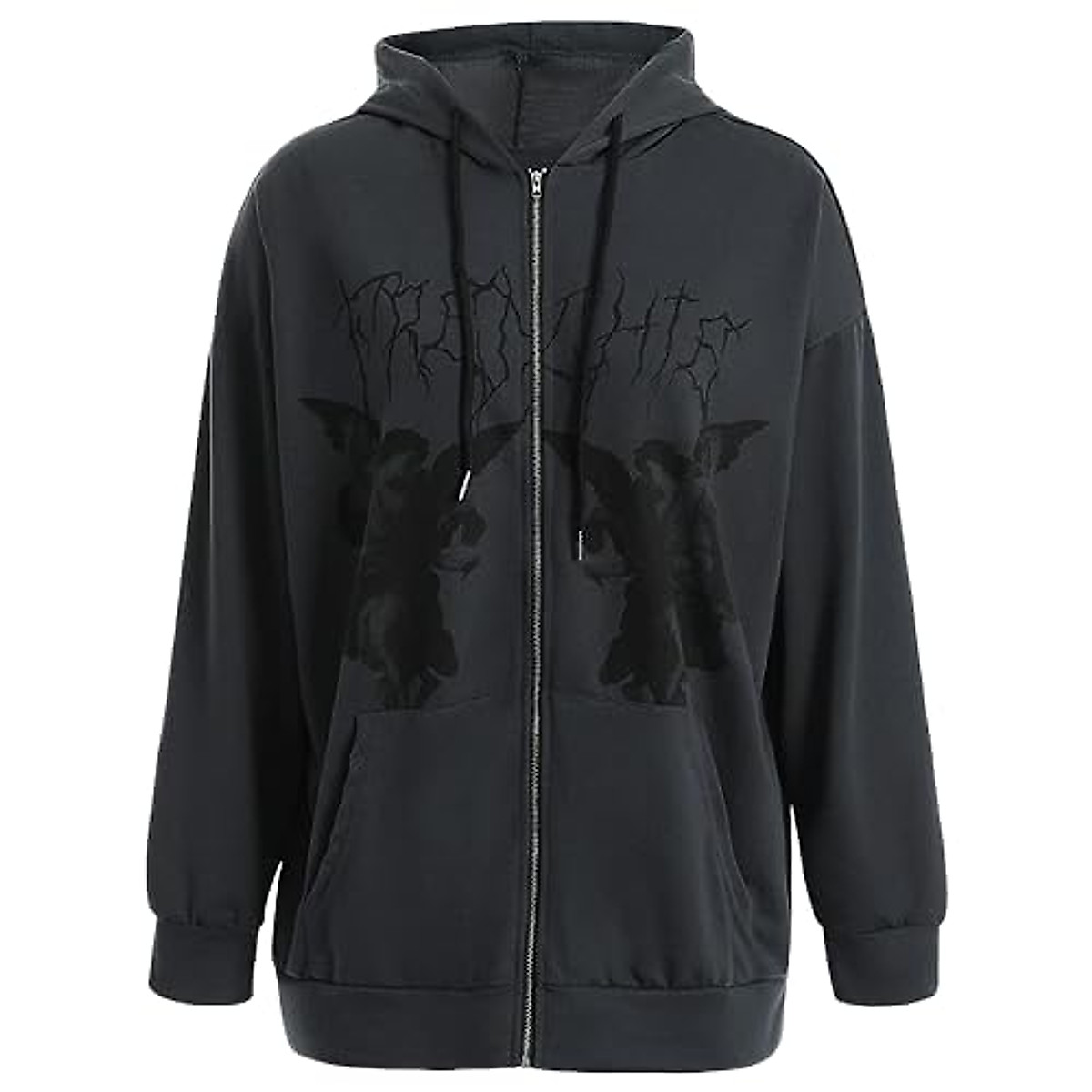 Lausiuoe Pink Hoodie Womens Long Sleeve Cute Cat Ear Pullover Hoodie Crop Top Gothic Cold Shoulder Lace Up Y2k E-Girl Oversized Sweatshirt