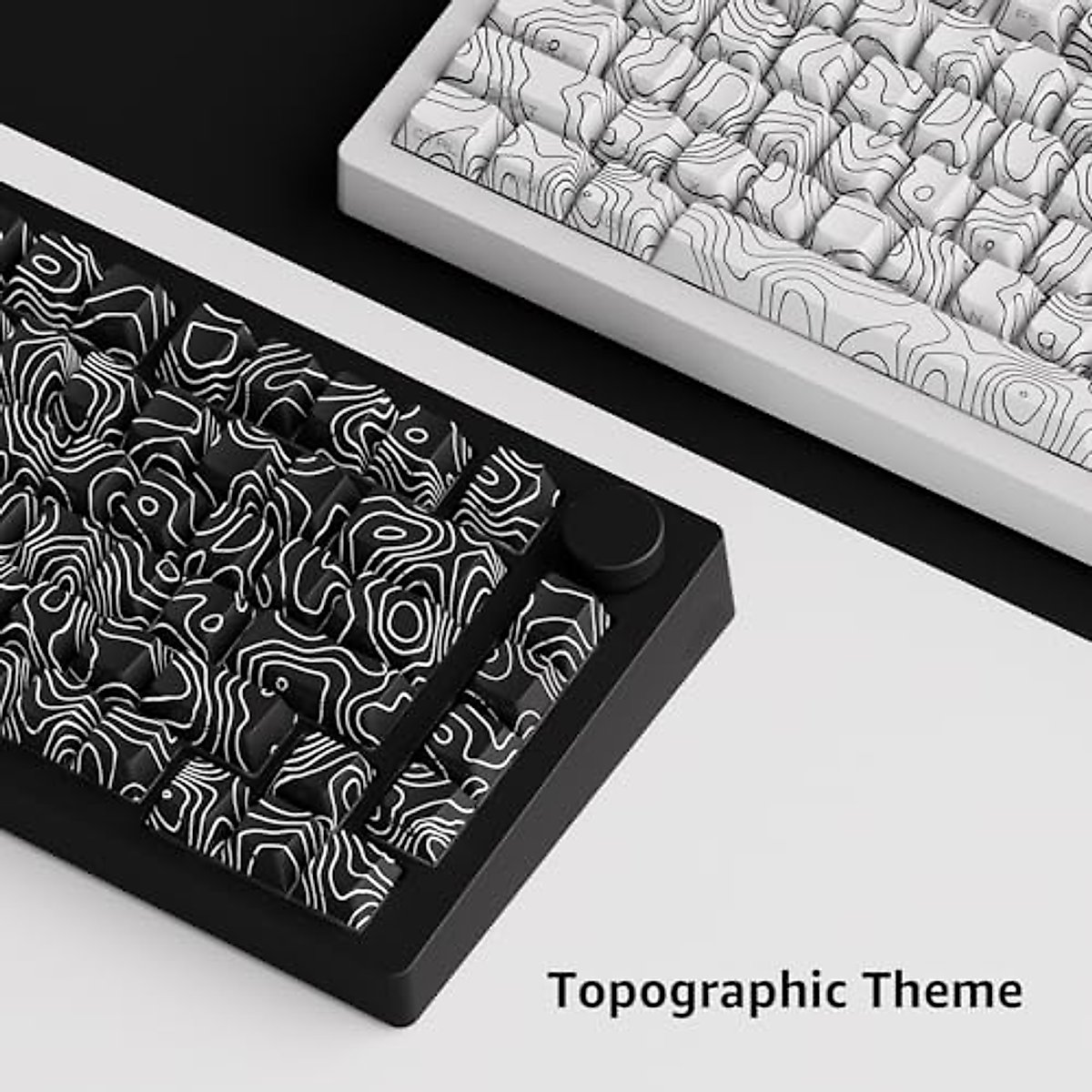 MONSGEEK M1 V5 Aluminum Mechanical Keyboard 75% Topographic Theme Quick Release Gaming Keyboard with Knob, 8000 mAH RGB Hot-swappable Black Custom with Side-Printed Keycaps Pre lubed Piano Switch