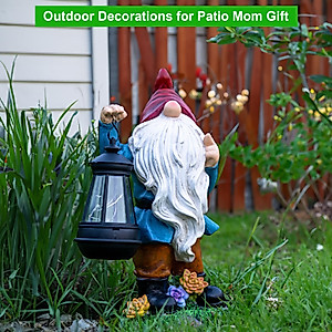 Candieslife Solar Garden Statue Lights Gnome Figurine with Solar Lantern, Outdoor Garden Succulent Ornaments Waterproof Decoration for Outside Patio Yard Lawn Decor