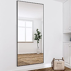 KIAYACI Full Length Mirror Oversized Floor Mirror with Stand Bedroom Dressing Mirror Full Body Wall Mirror (Black, 71" x 24")