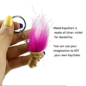 Yintlilocn 10Pack Cute TROLL DOLLS Key ring Crazy Colour Hair Figurine Kids Toy Party Decoration Good Luck Dolls Keychain Key holder