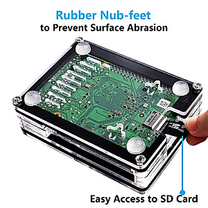 Miuzei Case for Raspberry Pi 4, Raspberry Pi 4 B Case with Fan 35mm, 4 Pcs Aluminum Heatsinks Support Rpi 4B 8gb/4gb/2gb (No Raspberry Pi Board)