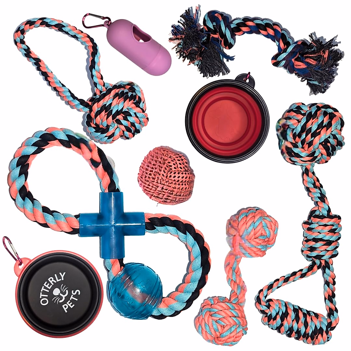 Otterly Pets 9-Pack Durable Dog Rope Toys for Aggressive Chewers – 100% Cotton, Machine Washable Tug of War and Fetch Toys for Small to Medium Dogs and Puppies