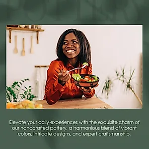 ALWAYS AZUL POTTERY Soup Bowl in Azulscape Glaze - Handmade Ceramic Pottery Bowl - Handcrafted Polished Stoneware - Unique & Stylish Glazed Bowl, Great for Soup, Salad, Cereal and More