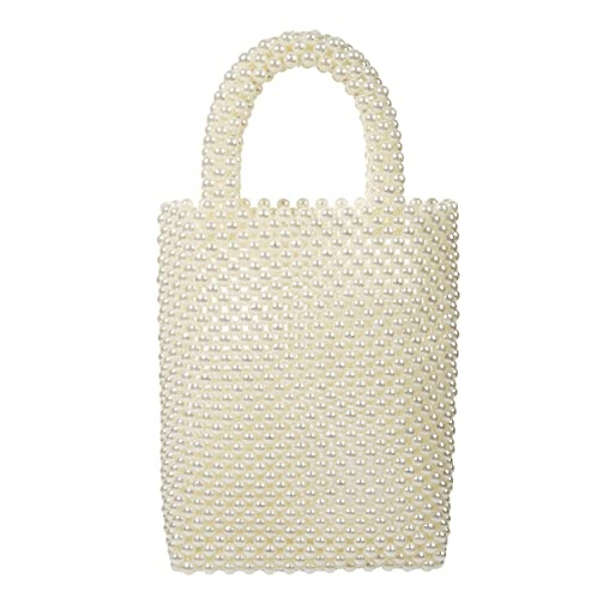 YUSHINY Women Colored Acrylic Beaded Top-Handle Clutch Vertical Evening HandBag for Wedding Party (OffWhite)