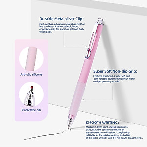 FULLPAD Black Ballpoint Pens, Retractable Medium Point 1.0mm Office Supplies Pen with Super Soft Grip & Metal Gold Clip, Smooth Writing Black Ink Journaling Pens, Gift Pen Set