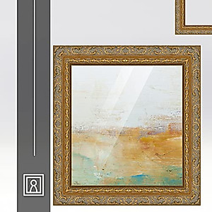 10x10 Frame Gold Real Wood Picture Frame Width 2 Inches | Interior Frame Depth 0.5 Inches | Firman Traditional Photo Frame Complete with UV Acrylic, Foam Board Backing & Hanging Hardware