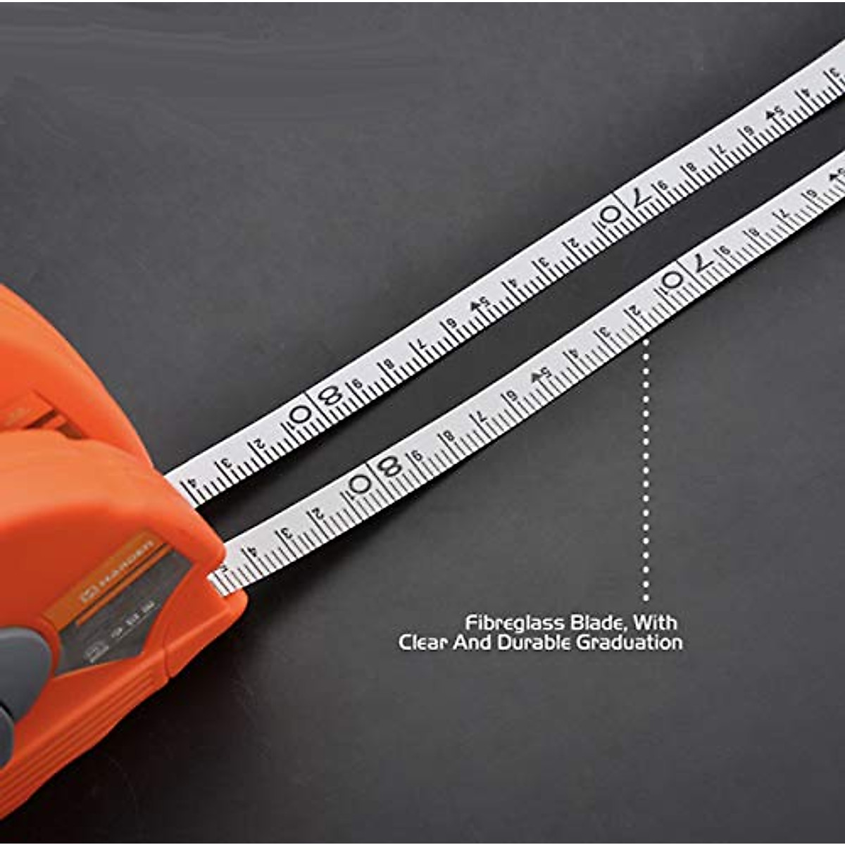 Edward Tools Long Measuring Tape with Retractable Closed Reel - Flexible Fiberglass Roll - SAE/METRIC - For Outdoor, Construction, Sports, Golf, DIY - Strong Belt Clip - Metal Hook End (60 Foot)