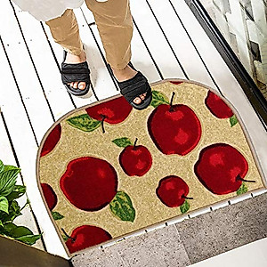 Wolala Home 3 Piece Sets Rubber Backing Non-Slip Red Apple Kitchen Rug and Carpet Machine Washable D-Shape Doormat Bathroom Foot Pads Thin (3pcs Sets, Multi)