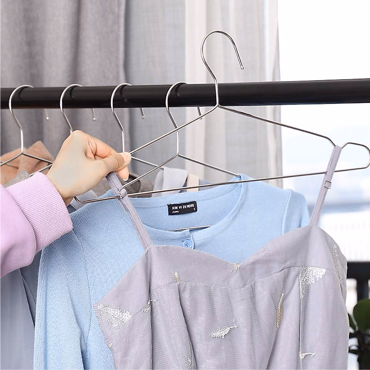 Magnetic Paper Towel Holder for Fridge, Toilet Paper Roll Holder Magnetic Paper Towel Rack and Coat Hangers 10 Pack Clothes Hangers, Seropy Metal Hangers Heavy Duty Wire Hangers with Non Slip 16.5 in