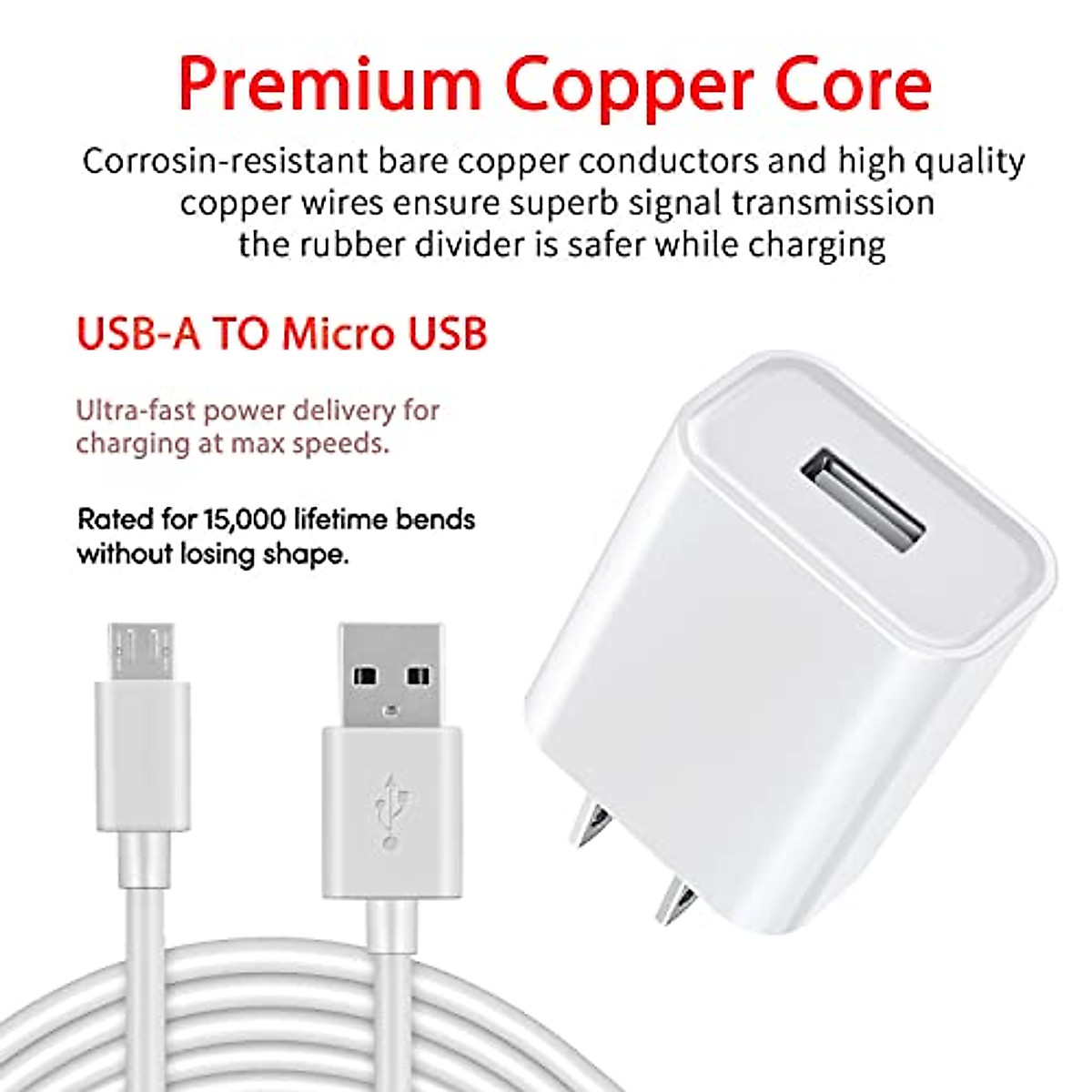 5 Feet Micro USB Charger Charging Cable Cord fit for Consumer Cellular Link Consumer Cellular Link ii 2, Doro PhoneEasy 7050 626 824 618 610 680 605 612 615 Flip Cell Phone
