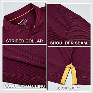 MICHEL ROUEN Golf Shirts for Men Lightweight Quick Dry Long Sleeve Striped Athletic Activewear Mens Golf Polo