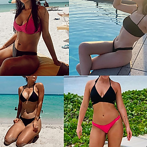 Women Sexy Lady Brazilian V-Style Ruched Ruffle Cheeky Bikini Bottom Thong Hot Summer Beachwear Black