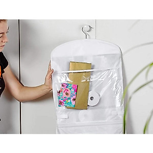 Gift Wrap Organizer - Storage for Wrapping Paper (All Sized Rolls), Gift Bags, Bows, Ribbon and More - Organize Your Closet with this Hanging Bag & Box to Have Organization, Clear Pockets & Hook Hangs