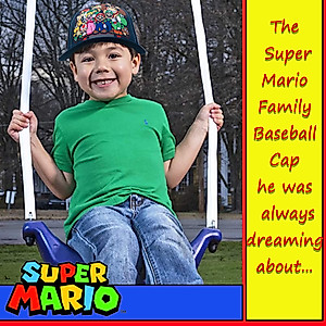 Super Mario Luigi Yoshi Baseball Cap Hat - Boys Black
