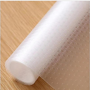 BESTORI Waterproof Shelf Liner for Kitchen Non-Adhesive Cabinets Drawer Liner 23.6 x 196.9 Inches Oil-Proof Non-Slip Washable Cuttable Refrigerator Liners for Protector Desks Transparent