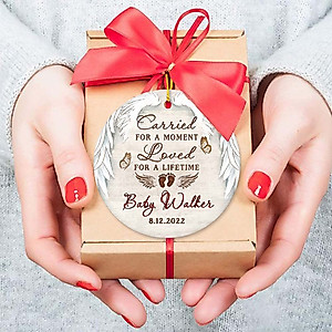 TheUnifury Personalized Memorial Ornament Baby Angel Ornament - Carried for A Moment Loved for A Lifetime - Infant Loss, Stillbirth, Stillborn, Miscarriage