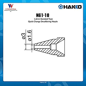 Hakko N61-10 Desoldering Nozzle, 1.6mm, Silver