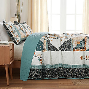 BEDIFANY Cotton King Size Quilt Sets, Lightweight King Quilt Bedding Set (98 x 106 inch) Garden Style Floral Bedspread King Size Coverlet Set for Bed Decorations - All Seasons, 3 Pieces